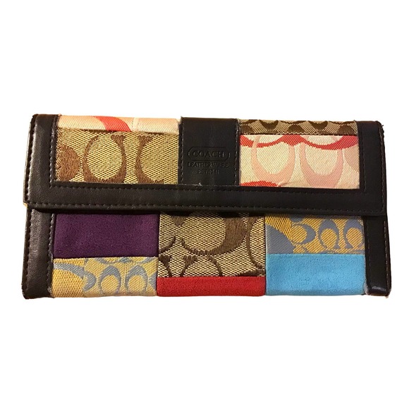 Coach | Bags | Coach Signature Patchwork Long Trifold Wallet | Poshmark